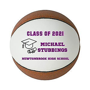 Personalized Custom Graduation 2024 Basketball Gift - Graduation Class of 2024 - Graduation Gift for Boy - Graduation Gift for Girl (Regulation Basketball, Puprle Text)