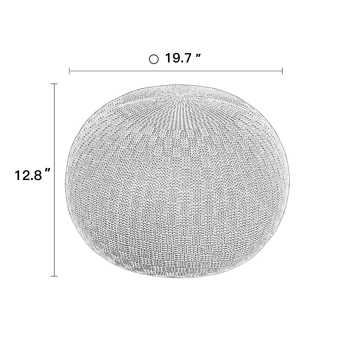 ARTPLAN Outdoor Pouf Ottoman Foot Rest Hand Weaving Knight Home Nahunta Pouf Round Kintted Olefin,Orange