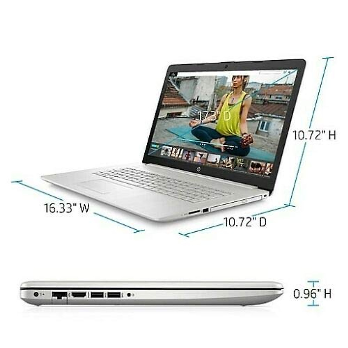 HP 17-by3065st 17.3" Notebook 10th GEN i5 8GB RAM 128GB SSD + 1TB HDD DVDRW Windows 10 17.3" HD+ 1600X900