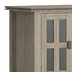 SIMPLIHOME Artisan SOLID WOOD Universal TV Media Stand, 72 inch Wide, Transitional, Living Room Entertainment Center, Storage Cabinet, for Flat Screen TVs up to 80 inches in Distressed Grey