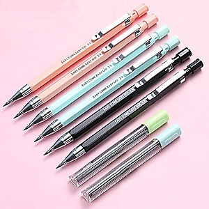 3pcs 2.0 mm Mechanical Pencil with 18pcs Black Lead Refills, Cute Kawaii Pencils for Draft Drawing Writing Crafting Art Sketching Student Gift Office School Supplies Korean Stationery, Random Color