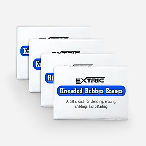 Kneaded Eraser - 4 Pack Kneaded Erasers for Artists - Erasers Medium Size Art Eraser, Gray Kneadable Erasers, Great for Artists, Sketching, Drawing and Shading