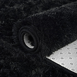 ISEAU Area Rugs 8x10 Feet for Living Room Rugs, Ultra Soft Fluffy Black Rugs for Bedroom, Non-Slip Modern Large Shag Bedroom Rug for Kids Room Dorm Home Decor