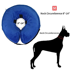 KittyStar Soft Inflatable Dog Cone Collar, Protective Inflatable Collar for Dogs and Cats, Adjustable Pet Recovery Cone After Surgery (M, Blue)