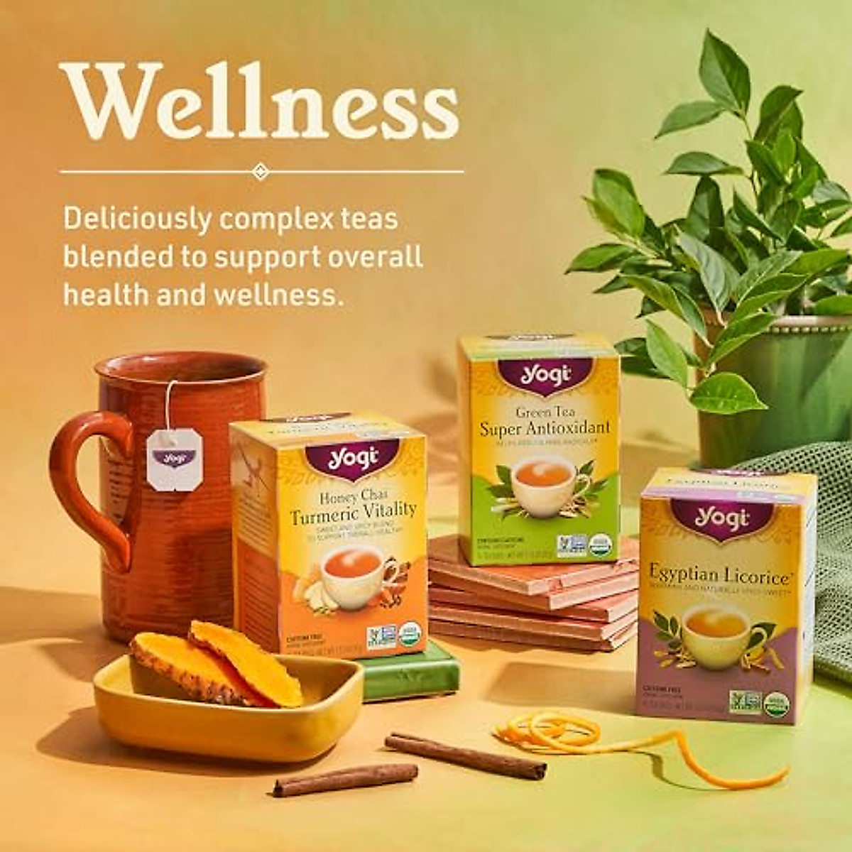 Yogi Tea Egyptian Licorice Mint Tea - 16 Tea Bags per Pack (4 Packs) - Caffeine-Free Organic Tea - Includes Peppermint Leaf, Licorice Root, Cinnamon Bark, Cardamom Pod, Ginger Root & More