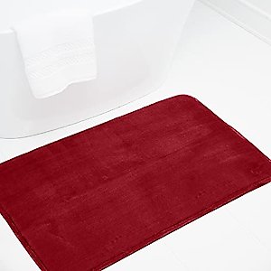 lalaLOOM Thick Memory Foam Bath Rugs, Soft Velvet is Absorbent, Bathroom Mats, Durable Dots on Underside, Machine Washable Bathmat, Carpet Rug, Plush Room Décor for Shower Floor, 24x17, Wine