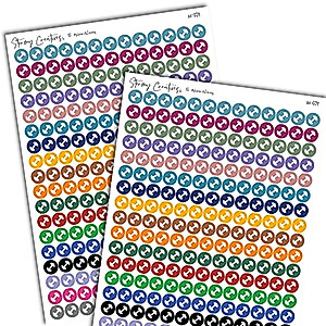 Small Gym, Weight Icon Decorative Planning Stickers, 2 Sheets, 468 total stickers, 0.3" diameter, Multicolor, Health & Wellness Planner