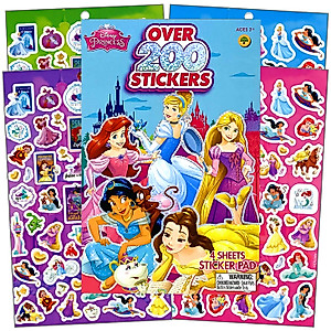 Disney Princess Series Sticker Book Over 200+ - Perfect for Gifts, Party Favor, Goodies, Reward, Scrapbooking, Stocking Stuffer, Children Craft, Classroom, School for Kids Girls, Boys, Toddlers