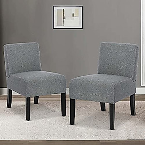 Armless Accent Chair Set of 2 Dining Chairs with Solid Wood Legs Living Room Chairs for Bedroom/Office Mid Century Modern Dining Chairs Slipper Chair Bedroom Chair for Adults