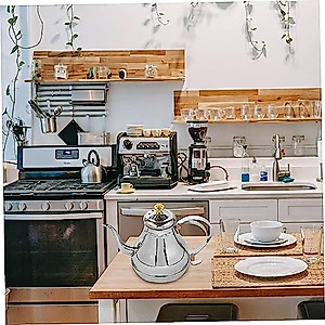 Stainless Steel Teapot Whistling Tea Kettle Stainless Steel Portable Water Kettle Expresso Coffee Goose Neck Stovetop Kettle Coffee Maker Tea Pot Heating Teakettle For Gas Stove Spout