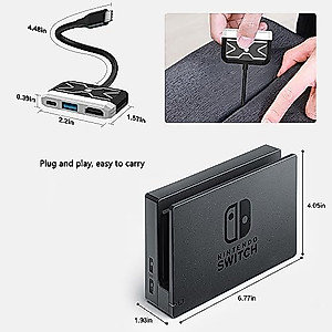 Switch Dock for Nintendo Switch OLED, 3 in 1 Switch TV Adapter with 4K HDMI, USB 3.0 Port, Type C 100W Charging, Portable Switch Docking Station Travel, for Samsung Dex S23, MacBook