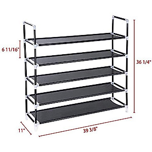 SOONEEDEAR 5 Tiers Shoe Organizer,Shoe Rack,Closet Shoe Organizer, Space Saving Shoe Tower Cabinet Stackable Shelves Holds 20-25 Pairs