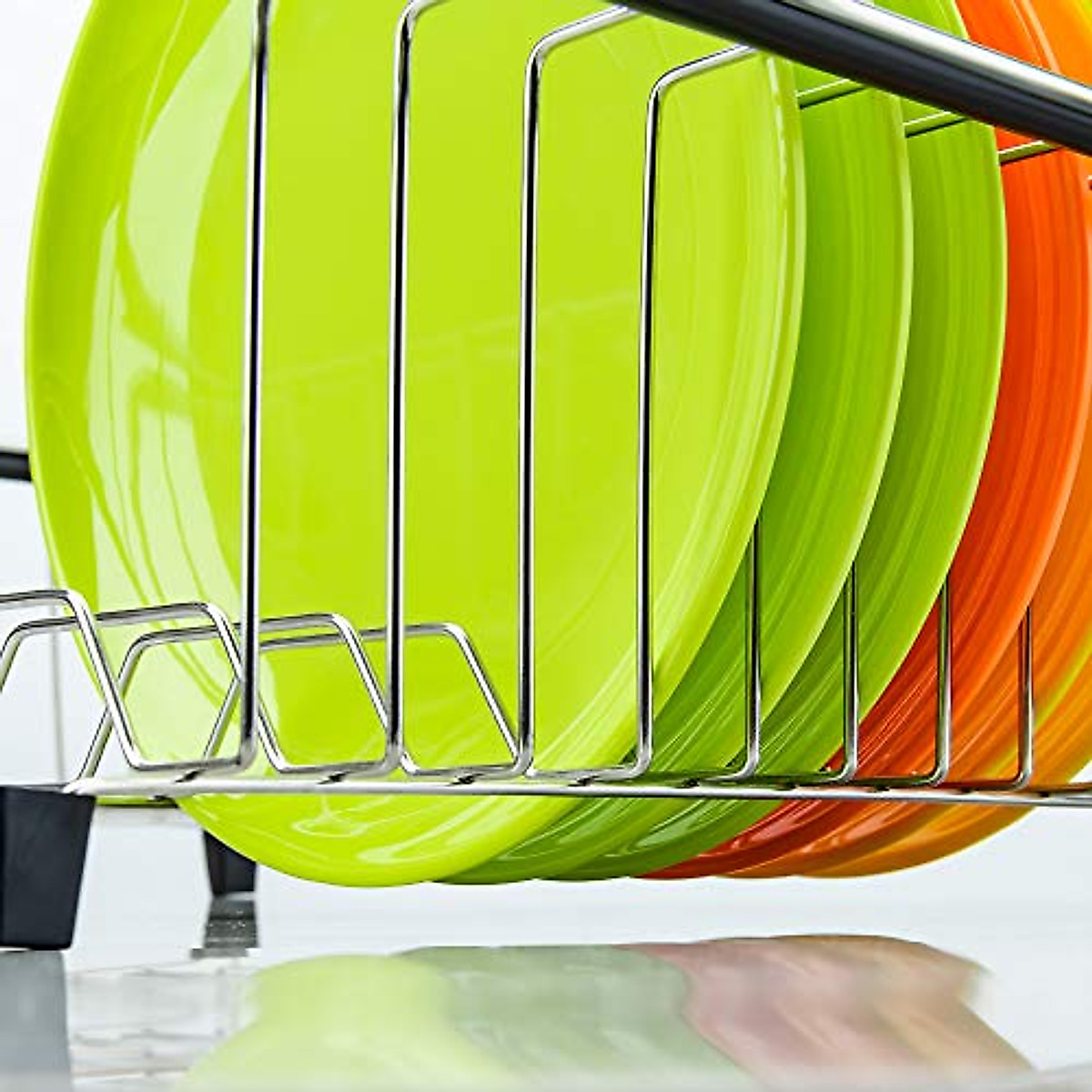 iPEGTOP Expandable Deep Large Dish Drying Rack and Utensil Cutlery Holder