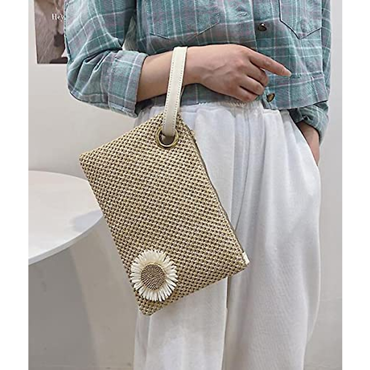 Crossbody Bags for Women Wristlet Wallets Purses for women Straw Tote Handbag Flower Beach Bag Hobo Bag 2023
