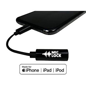 Mic-Lock Lightning with Sound Pass - Audio and Data Security Privacy Protector - Lightning to 3.5mm Headphone Adapter (Single Pack)