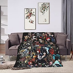Horror Movie Characters (Many Faces of) Flannel Blanket,Super Soft, Comfortable and Warm, Perfect for Sofa, Living Room and Bedroom 80"X60"