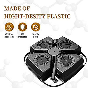 PURPLE LEAF Offset Patio Umbrella Base with Wheels, Sand/Water Filled Square, 35.4" X 35.4" X 7.9"