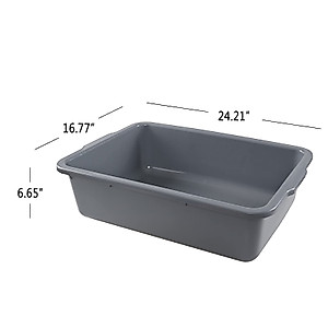 Ponpong 4 Packs 35 L Commercial Plastic Bus Box, Restaurant Bus Tubs, Gray
