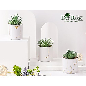 Der Rose 3 Packs Small Fake Plants Succulents Plants Artificial in Pots for Home Office Desk Decor for Women