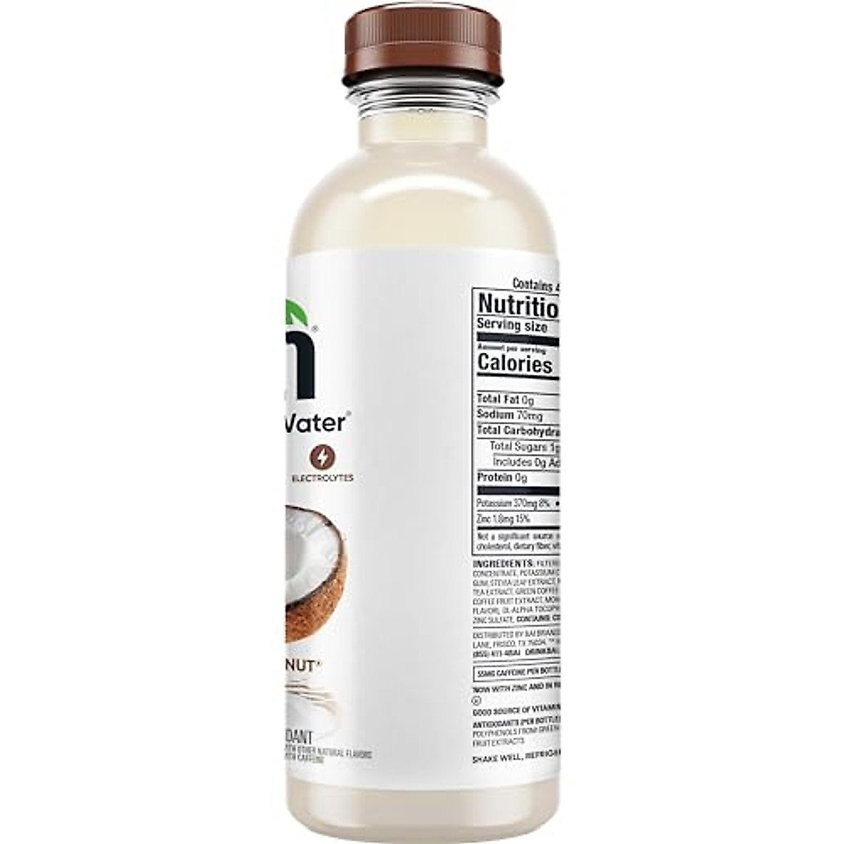 Bai Antioxidant Infused Water Beverage, Molokai Coconut, with Vitamin C and No Artificial Sweeteners, 18 Fluid Ounce Bottle, 12 Pack