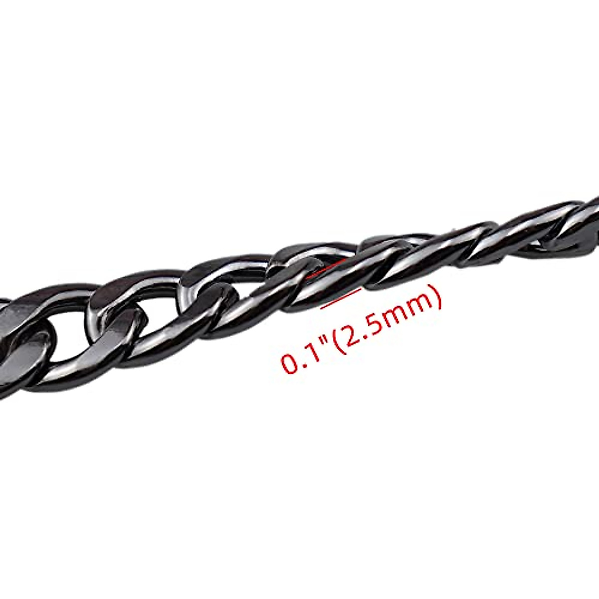 HEEHEE 7.9" (20cm) Purse Chain Strap Extender, Sturdy Flat Iron Replacement Chain with Buckles, Comfortable Shoulder Crossbody Strap for Handbags, Upscale Color Black Tone, 1 PCS