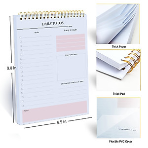 Daily to Do Notepads - Task Checklist planner, Time Management planner, To Do lists, Organizer with Today's Goals, Notes, 52 Undated Agenda Tear-off Sheets, 6.5 x 9.8 inches ( Pink )