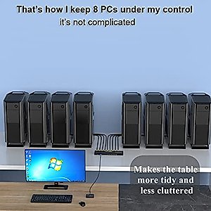 MT-VIKI KVM Switch 8 Port, 8X1 Rackmount KVM Switch VGA, Included 8 2-in-1 KVM Cables & Wire-Desktop Selector, Fit 1U 19'' Rack