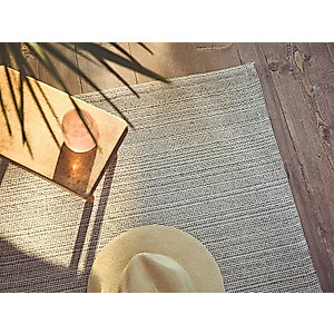 Large Flatweave Tiphede Rug, Scandi/Jute Style Hardwearing Living Room Décor, Off White/Black Weave Pattern Cotton - 3'11" x 5'11" / 120 x 180 cm