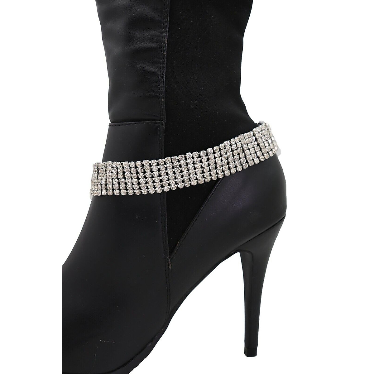 TrendyFashionJewelry Women Silver Metal Rhinestone Mesh Boot Chain Bracelet