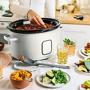 Touchscreen Slow Cooker, Kitchenware by Drew Barrymore 6QT Programmable Cooker with Touch-Activated Display (White Icing)