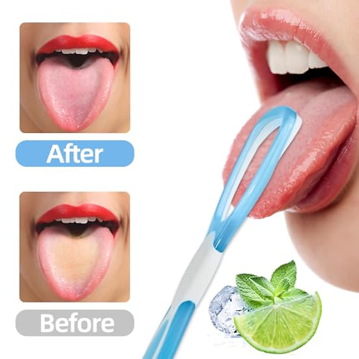 Denovin 6 Pack Tongue Scrapers for Adults, Tongue Cleaner for Oral Care, Tongue Scrubber Helps Reduce Bad Breath and Fresh Breath, Easy to Carry and Use (Pink and Blue)