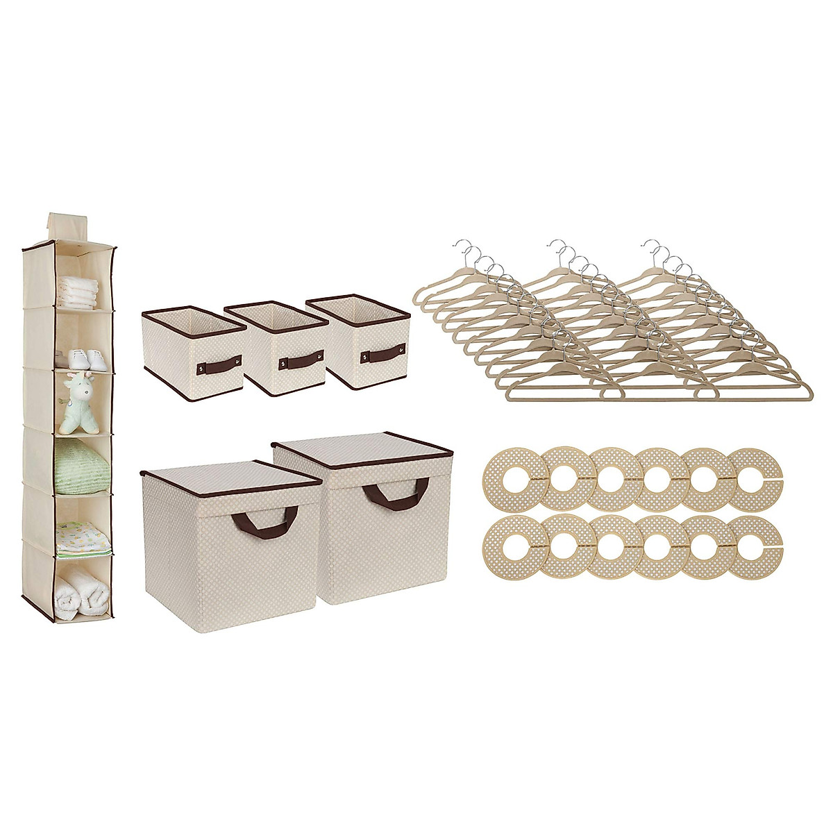Delta Children Nursery Storage Set, Beige, 48 Piece