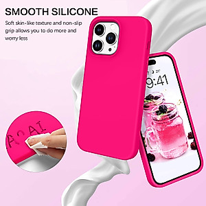 BENTOBEN Compatible with Magsafe for iPhone 14 Pro Max Silicone Case, Liquid Silicone Gel Rubber Bumper Microfiber Shockproof Magnetic Protective Phone Cover for iPhone 14 Pro Max 6.7", Hot Pink