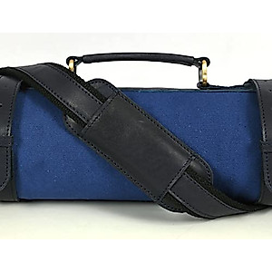 Leather Knife Roll Storage Bag, Elastic and Expandable 10 Pockets, Adjustable/Detachable Shoulder Strap, Travel-Friendly Chef Knife Case (Detroit, Canvas)