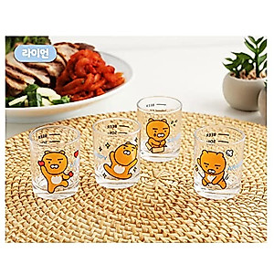 Kakao Ryan SOJU glass 소주 소주잔 Korean Soju Alcohol shot glasses Glassware set of 4