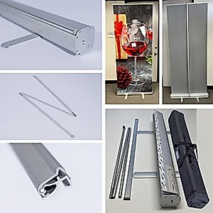 6 pack,33'' X 81'' Retractable Roll Up Banner Stand,business,Wedding,Pop Up Trade Show Sign Display,store sign display(Hardware only), Silver