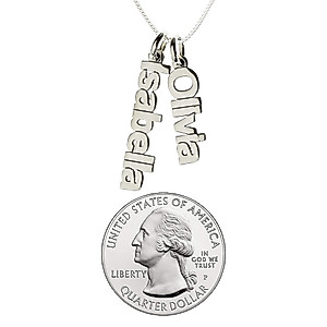 AJ's Collection Personalized Double Sidelong Nameplate Sterling Silver Necklace. Customize Two Charms. Choice of Sterling Silver Chain. Keep The Key to Your Heart, Close to Your Heart for Couples.