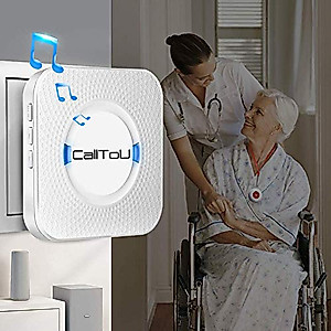 CallToU Wireless Caregiver Pager Smart Call System 4 SOS Call Buttons/Transmitters 2 Receivers Nurse Calling Alert Patient Help System for Home/Personal Attention Pager 500+Feet Plugin Receiver