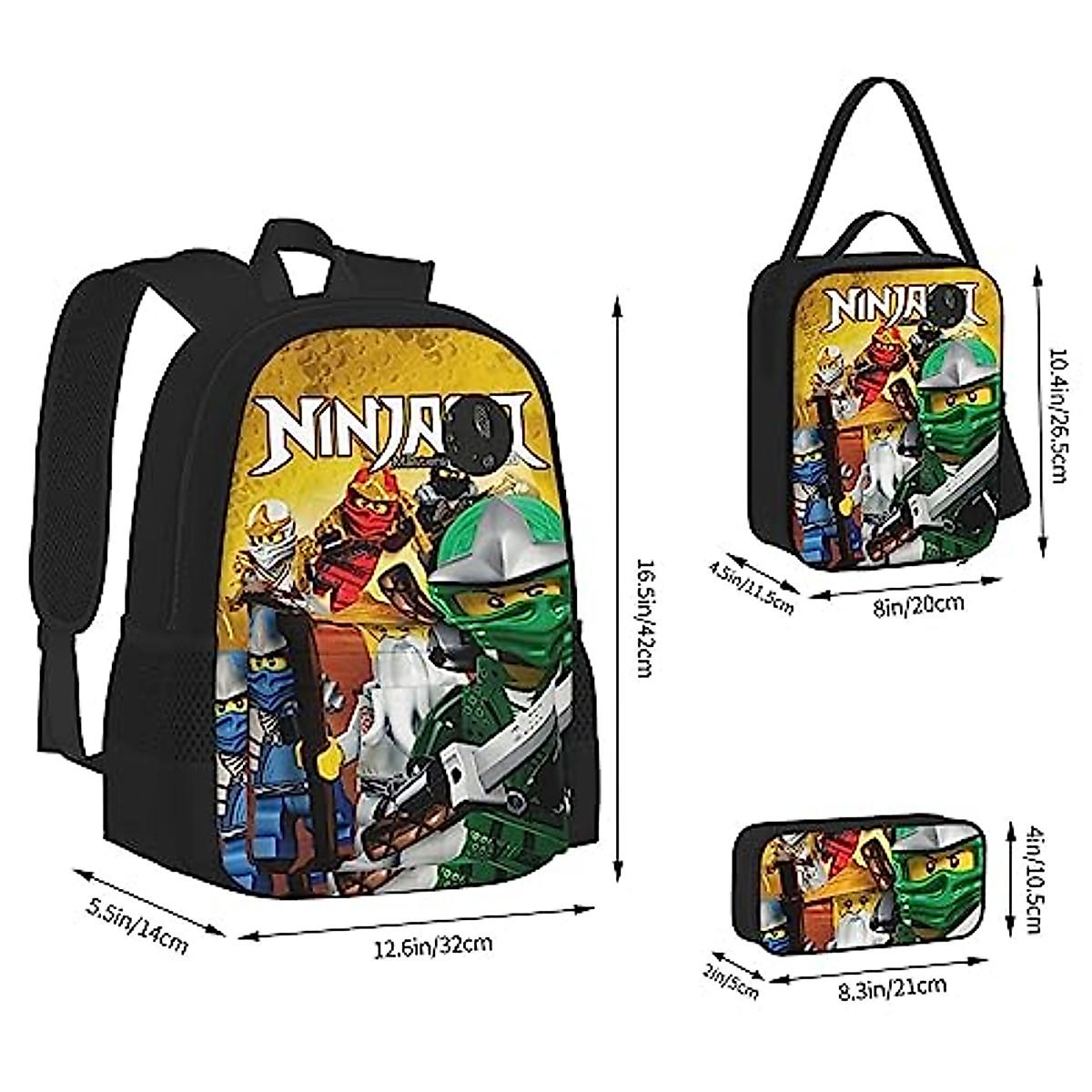 SK3S530B 3PCS Set Laptop Bag Cartoon Merch Backpack Bookbag and Lunch Box Pen Bag 3 Set Rucksack