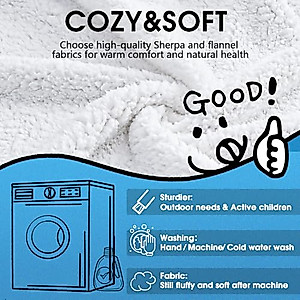 JOYWOO Wearable Blanket Hoodie, Oversized Hooded Blanket for Adult, Birthday Gifts for Women Men, Cozy Fuzzy Sherpa Sweatshirt Blanket with Giant Pocket and Zipper, Navy Blue