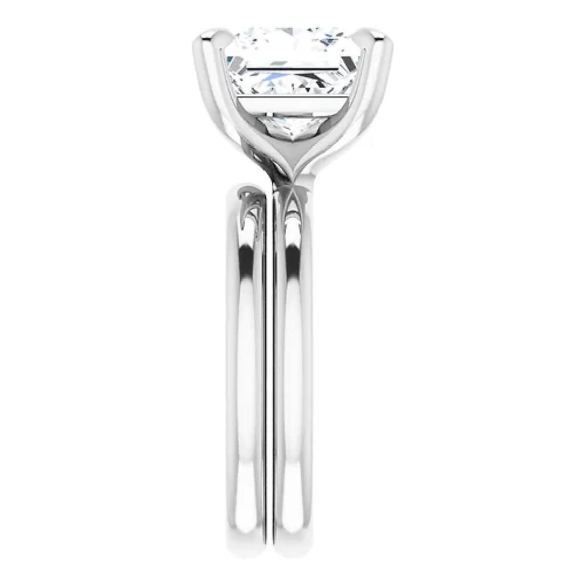 Handmade 925 Silver, 10K/14K/18K Solid Gold Engagement Ring Set, 4 Carats Princess Cut Moissanite Wedding Ring Set Solitaire Bridal Ring for Women Her, Anniversary Propose Gifts (925 Silver (White Gold Plated))