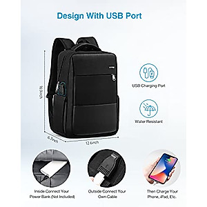 HOMIEE School Backpack 15.6 Inch Laptop Backpack Travel Backpack with USB Charging Port, Durable Water Resistant Backpack College School Bookbag Business Computer Backpack