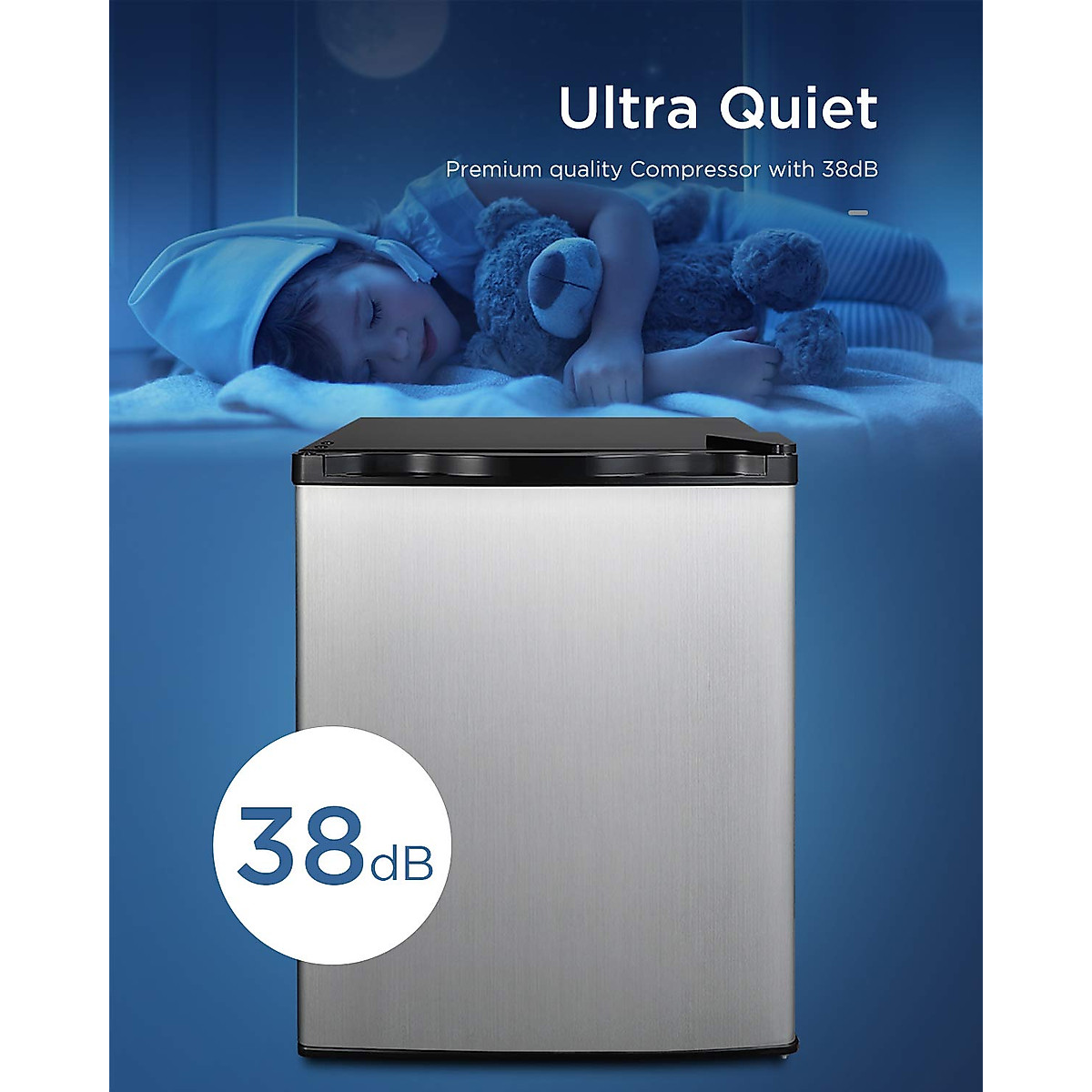 ADT 2.1 Cu.ft Upright Freezer with Compact Reversible Single Door Free Standing Mini Freezer with Adjustable Thermostat for Home/Kitchen/Office