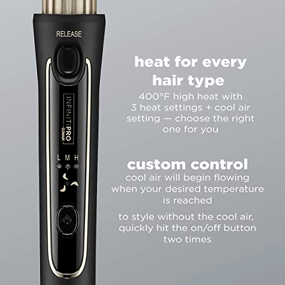 INFINITIPRO BY CONAIR Cool Air Curling Iron, Protects Against Damage and Locks in Style for Effortless Long Lasting Curls & Waves