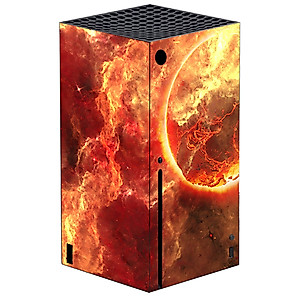 PlayVital Flaming Sun Custom Vinyl Skins for Xbox Series X, Wrap Decal Cover Stickers for Xbox Series X Console Controller