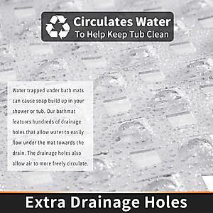 Yimobra Original Bath Tub and Shower Mat 27.5 X 15.5 Inches, Non-Slip with Drain Holes, Suction Cups, Machine Washable, Phthalate Free, No Latex, No BPA, Clear