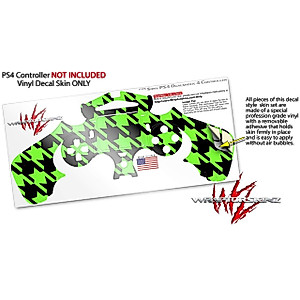 WraptorSkinz Skin Compatible with Sony PS4 Dualshock Controller PlayStation 4 Original Slim and Pro Houndstooth Neon Lime Green on Black (Controller NOT Included)