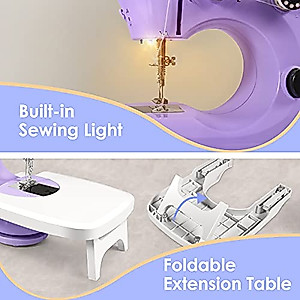 Sewing Machine, Portable Sewing Machine for Beginners with Light and Extension Table, Easy to Use & Safe for Kids, Best Gifts Suitable for DIY Home Travel, Space Saver