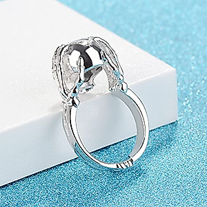 THJEW Cool Skull Head Ring for Women,S925 Sterling Silver Punk Biker Gothic Cocktail Party Halloween Headache Death Head Skeleton Skull Ring Jewelry (Ring_A, 10)