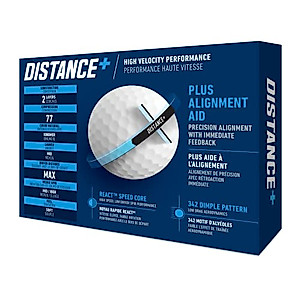 TaylorMade 2021 TaylorMade Distance+ Dozen Golf Balls, White (1 box with four lines of 3 balls each, 12 golf balls in total)
